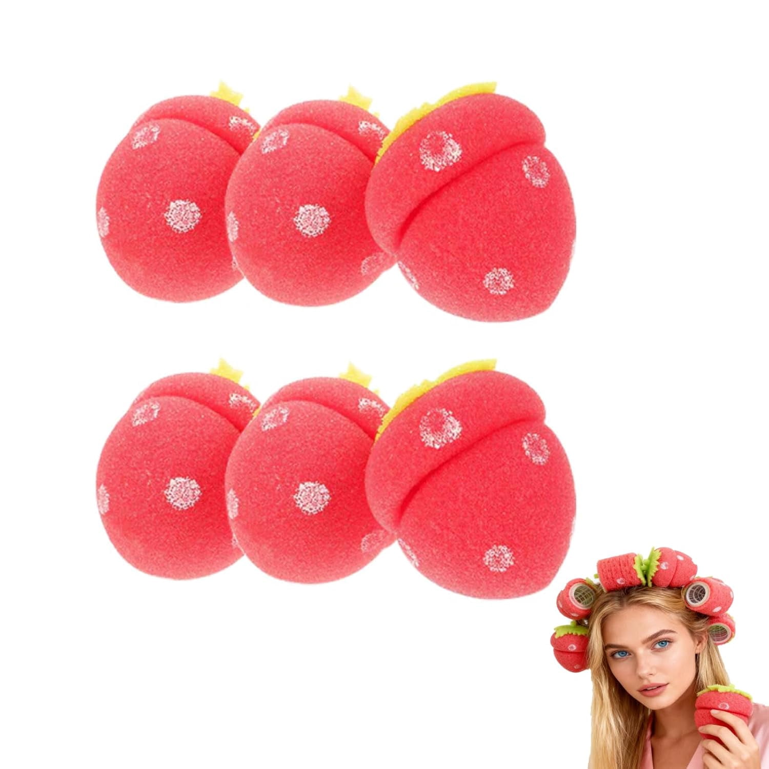 Strawberry Hair Rollers, Soft Strawberry Sponge Curlers, Easy and ...