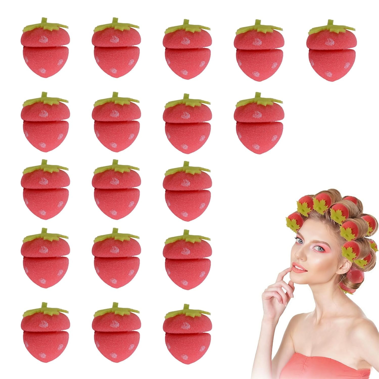 Strawberry Hair Rollers, Strawberry Rollers for Hair, Magic Strawberrys Sponge Hairs Rollers ...