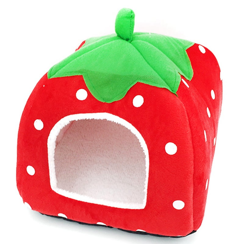 Strawberry Hamster House Guinea Pig Hideout Small Animal Bed Hideaway ...
