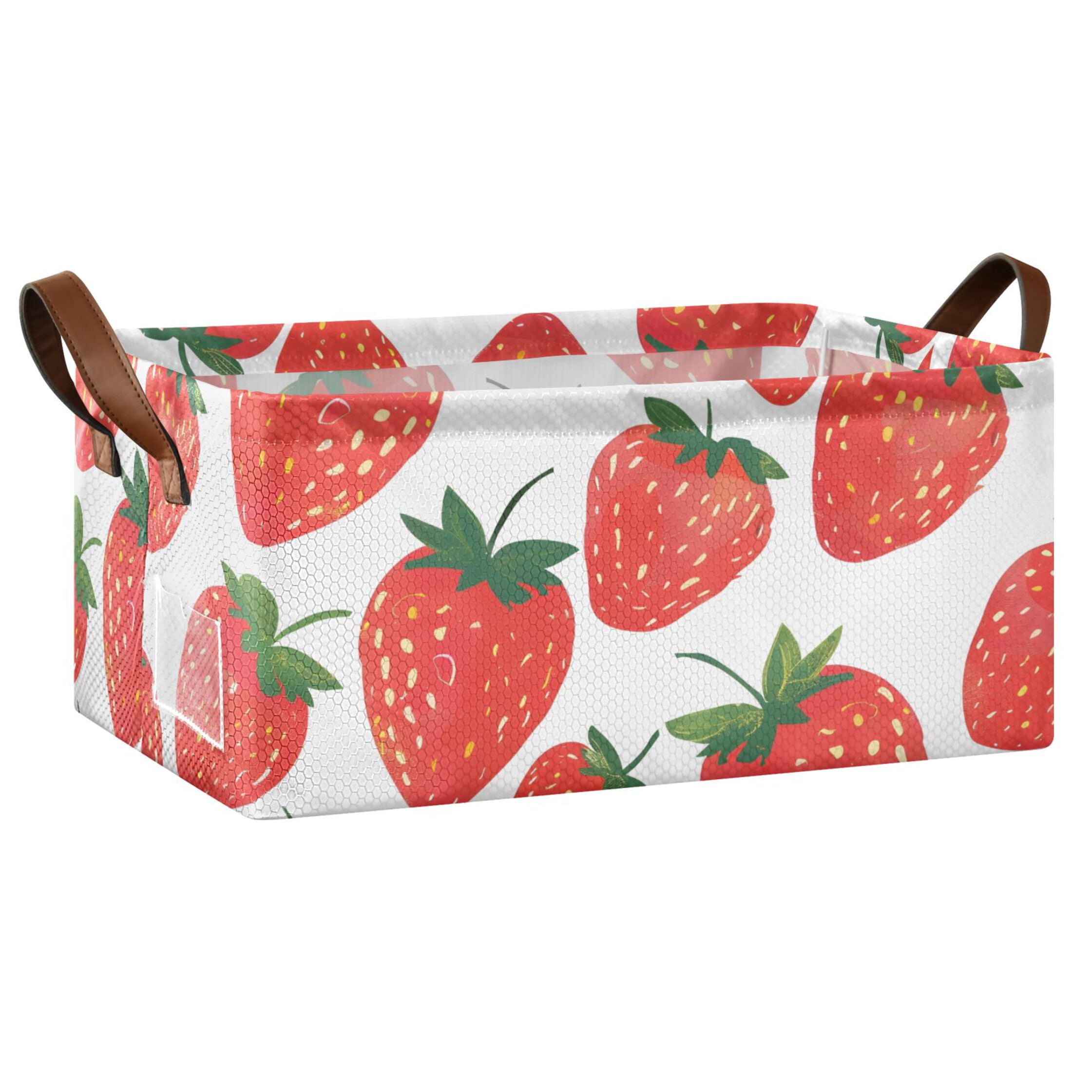 Strawberry Hand Drawn Collapsible Storage Bins Fabric Shelf Baskets ...