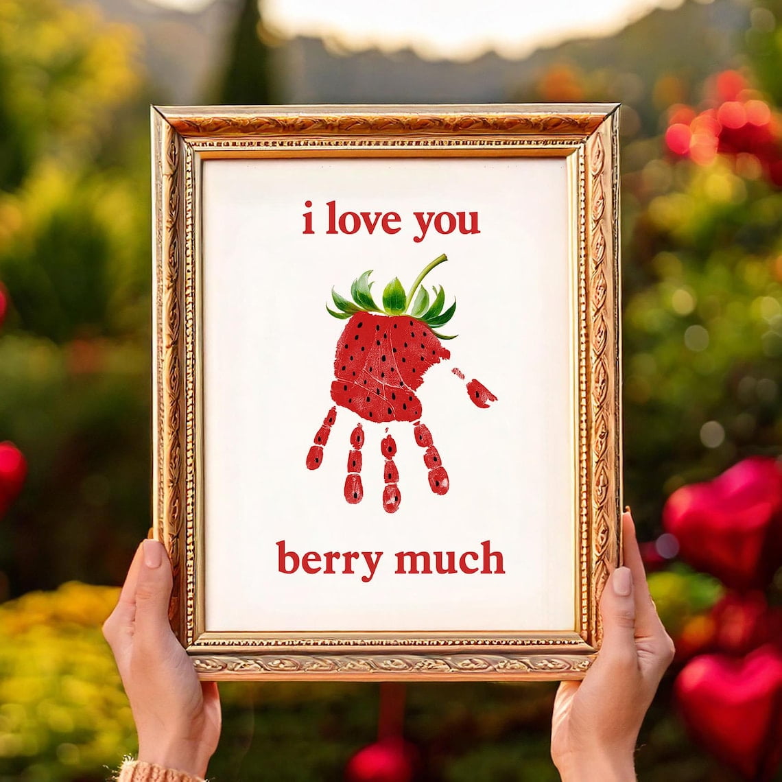 Strawberry Handprint Paint Art, I Love You Berry Much, Craft For Kids ...