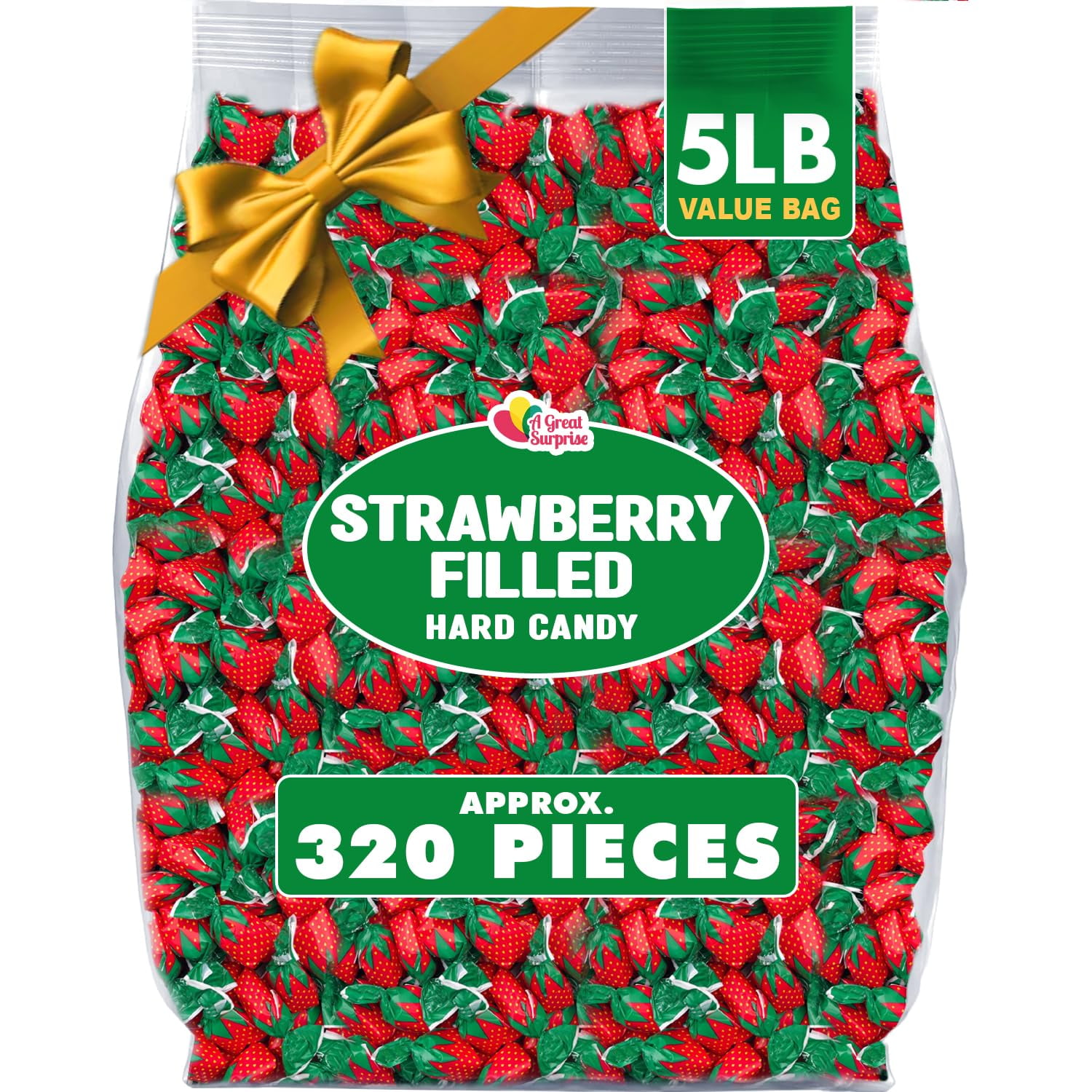 Strawberry Hard Candy - 5 Pounds - Christmas Strawberry Bon Bons ...