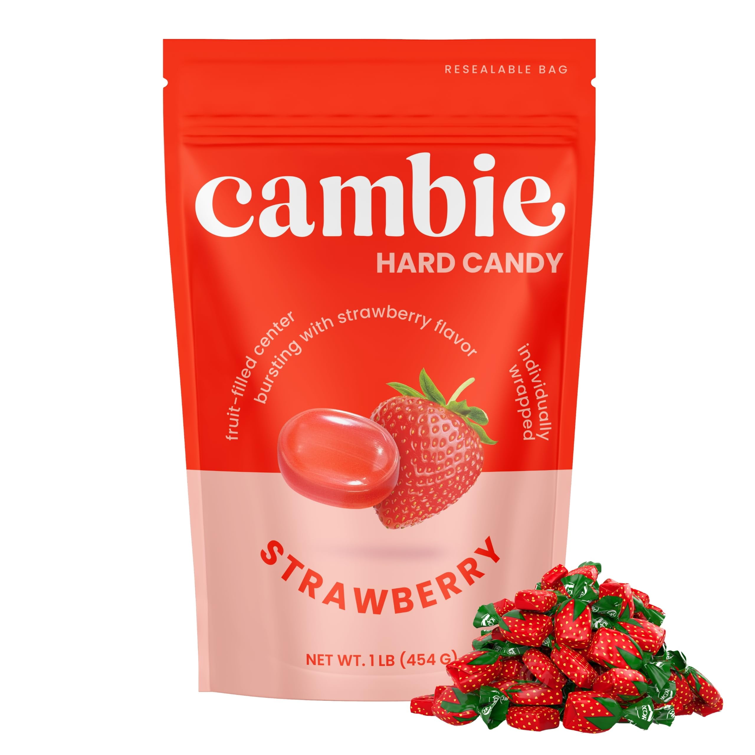 Strawberry Hard Candy Individually CCF19 Wrapped by Cambie, 1 lb of ...