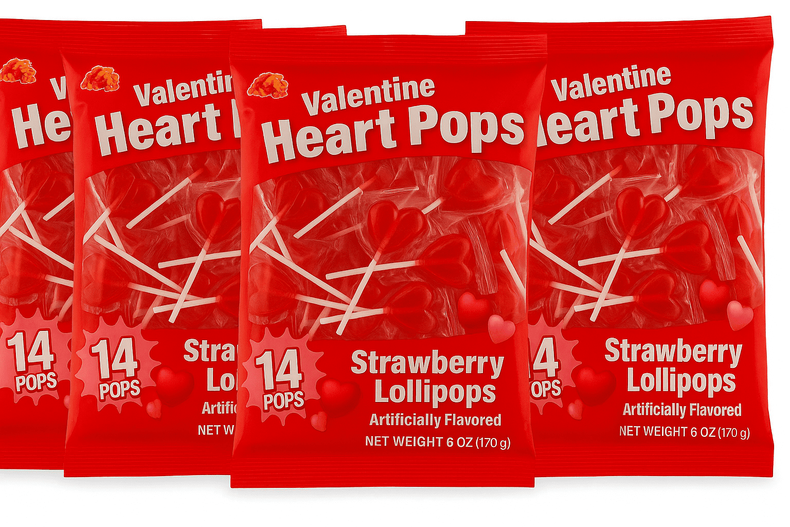 Strawberry Heart Shaped Lollipops | Red Pops Individually Wrapped Fruit ...