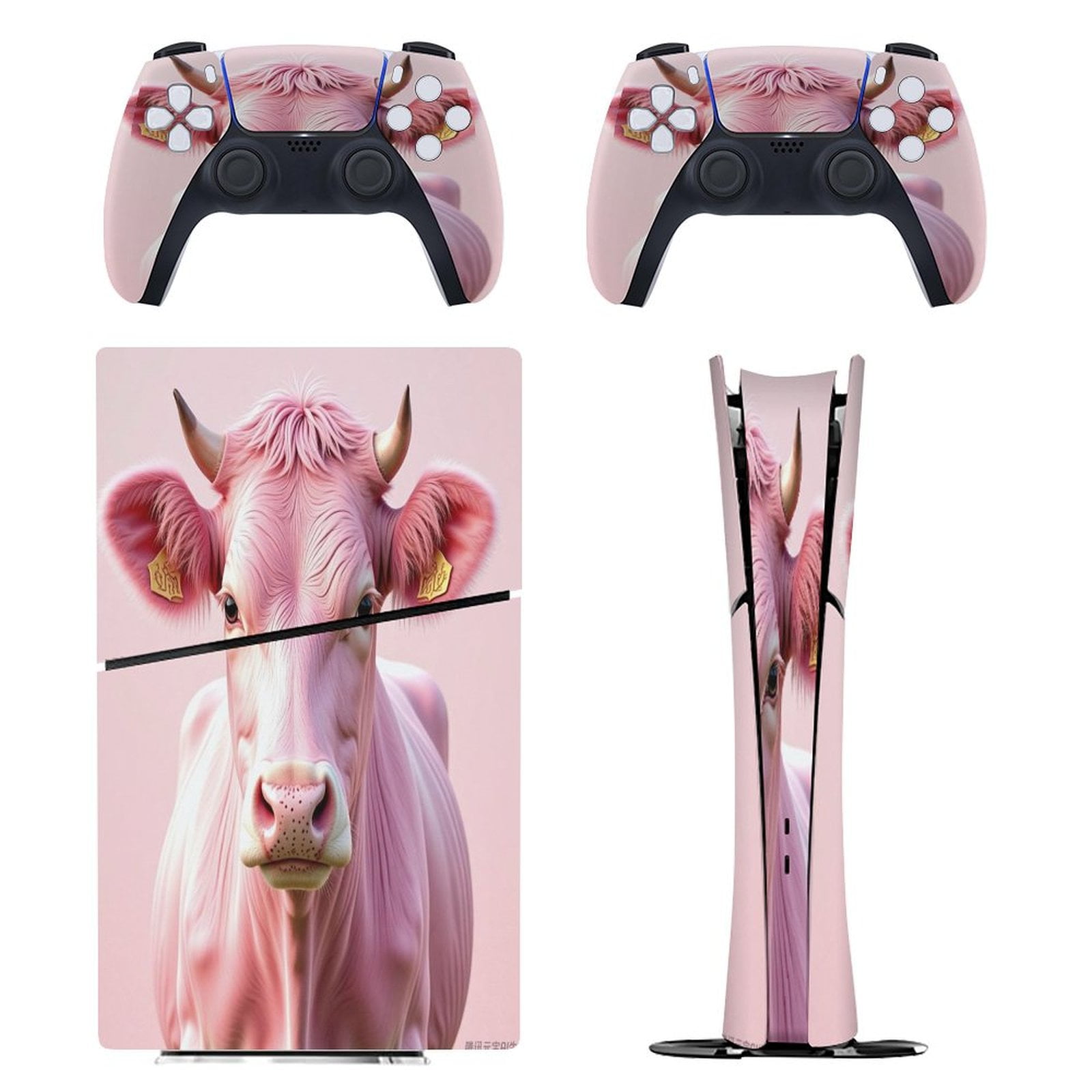 Strawberry Highland Cow Pattern PS5/PS5 Slim Digital Disc Skin Sticker ...