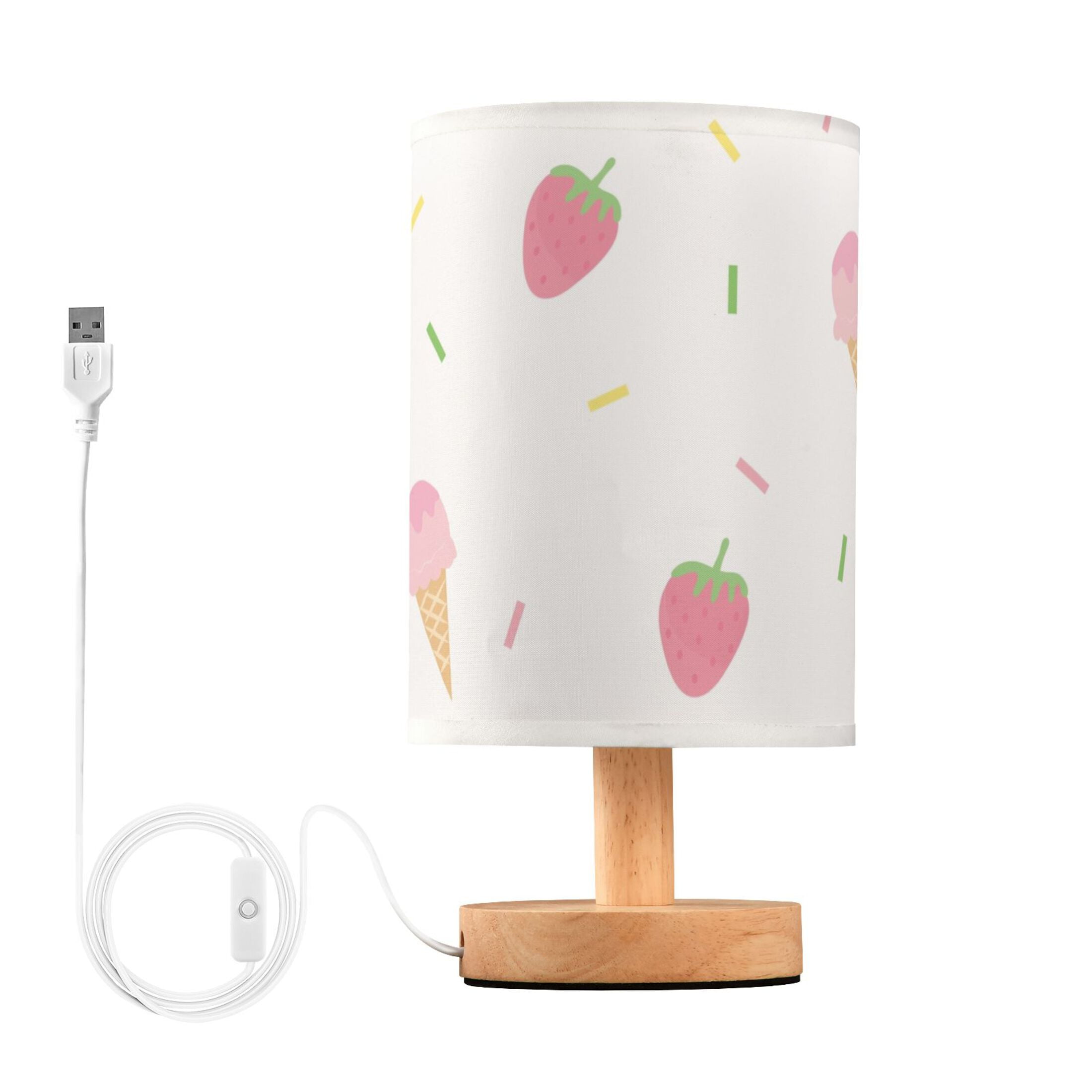 Strawberry Ice-cream Pattern Bedside Table Lamp LED Warm Lights with ...