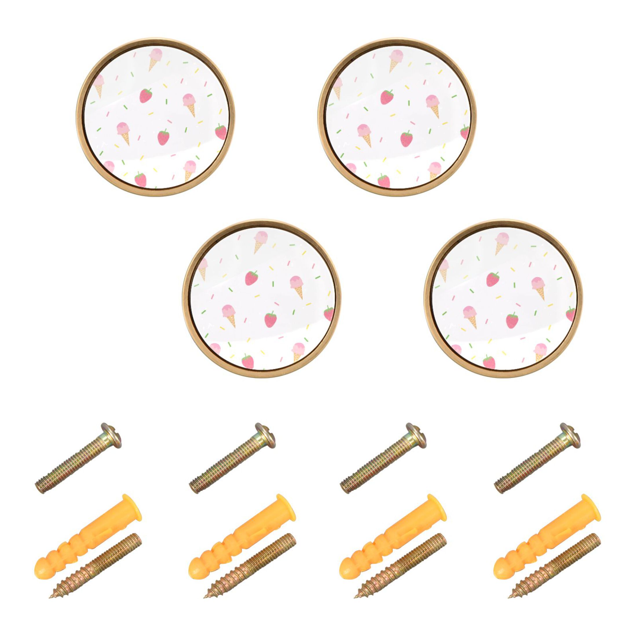 Strawberry Ice-cream Pattern Cabinet Knobs Kitchen Drawers Knobs Door ...