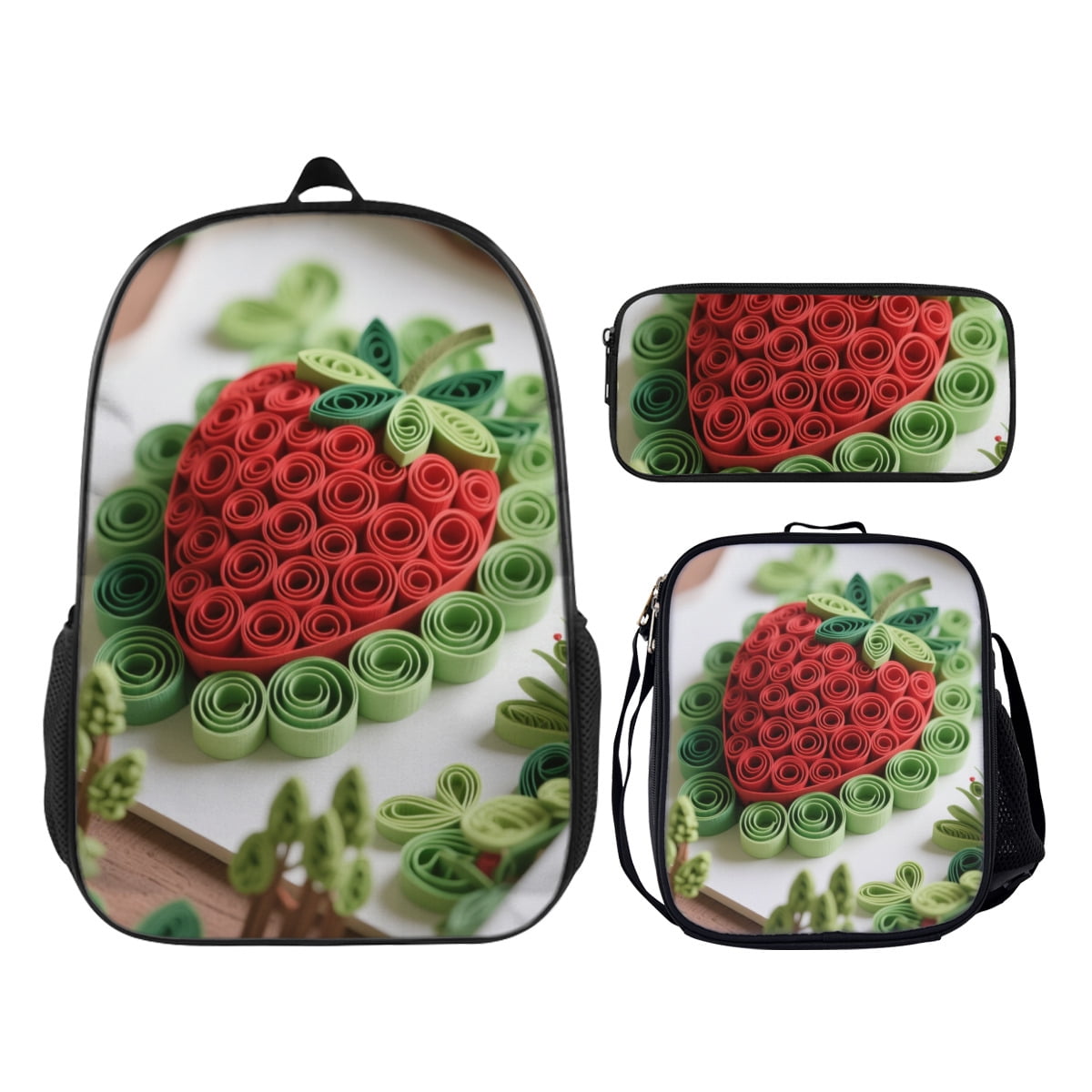 Strawberry Kawaii Backpack Lunch Box Pencil Bag Set Bag Set Cartoon ...