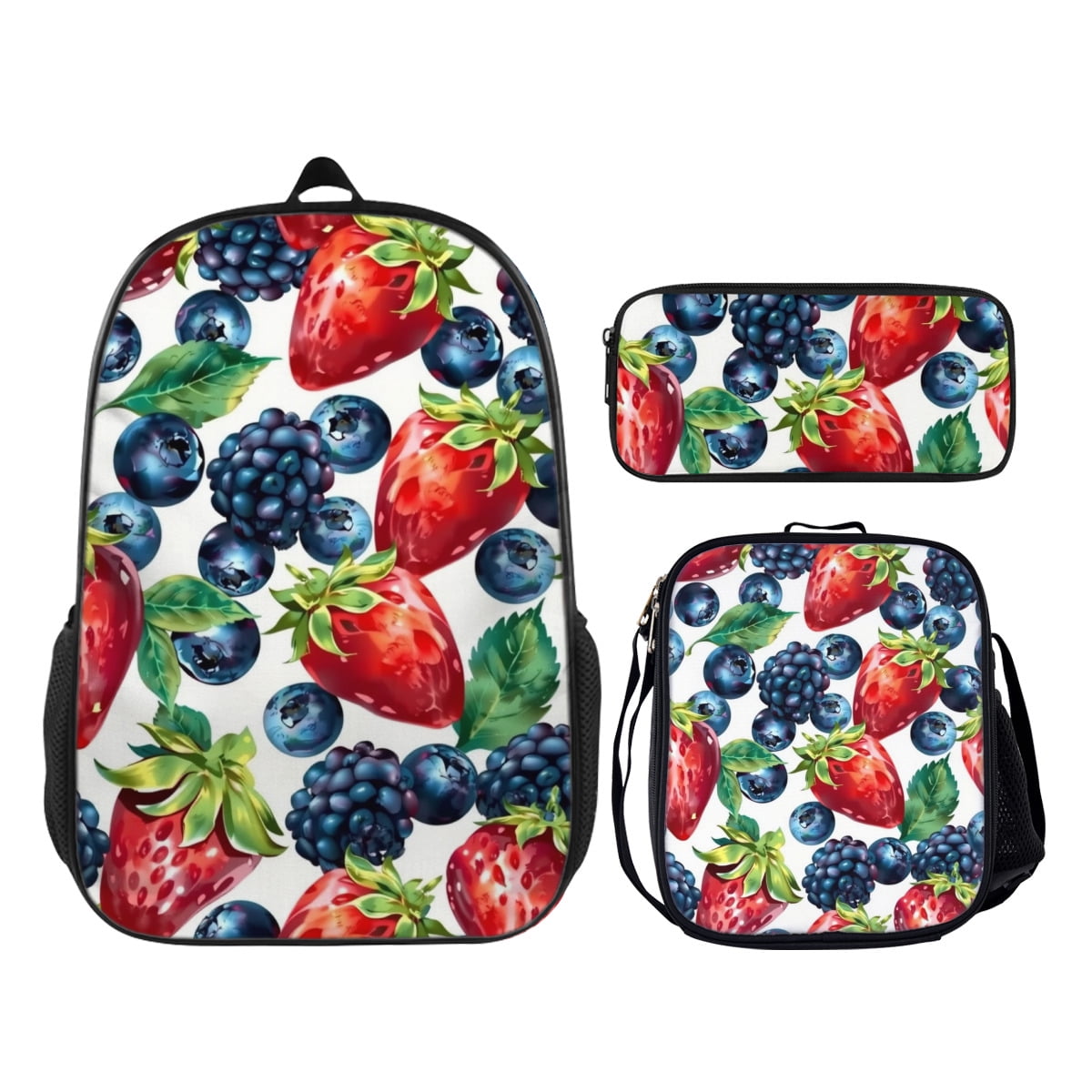 Strawberry Kawaii Backpack Lunch Box Pencil Bag Set Bag Set Cartoon ...