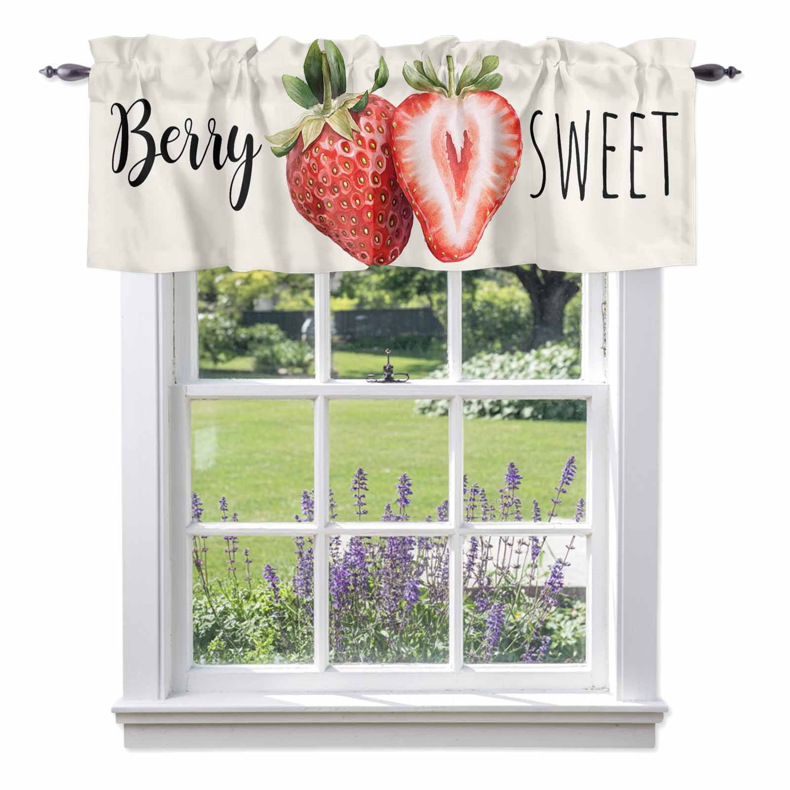Strawberry Kitchen Curtain Valances for Windows Farmhouse Short ...