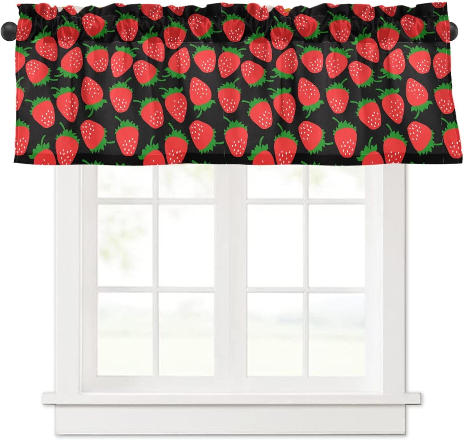Strawberry Kitchen Curtains Valances for Windows Rod Pocket Short ...