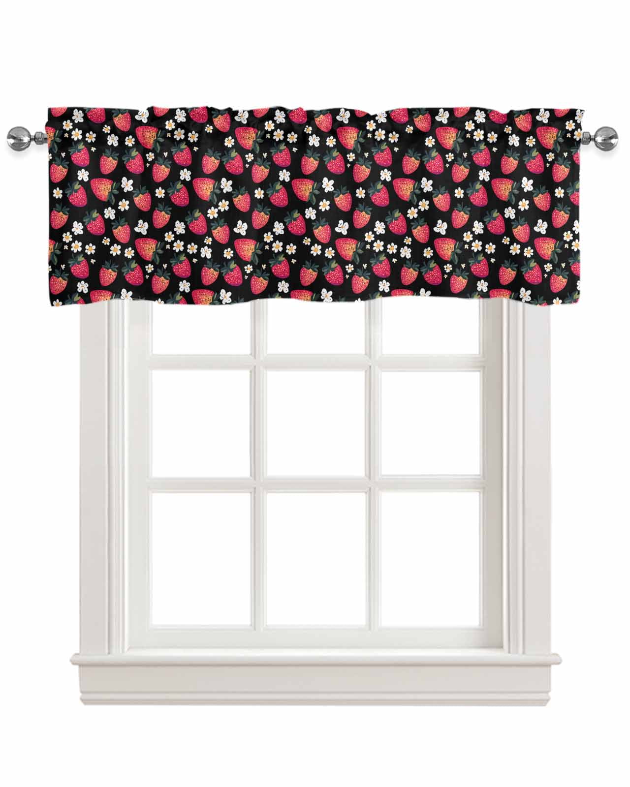 Strawberry Kitchen Valances for Windows Farmhouse Linen Window Valance ...