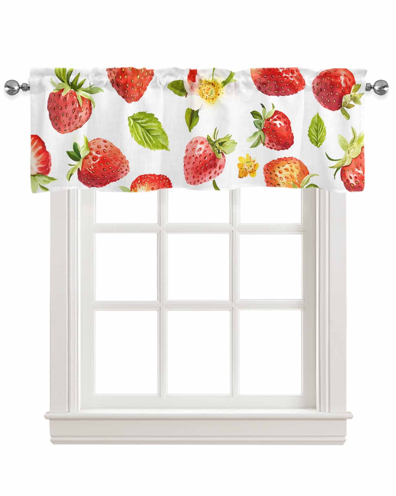 Strawberry Kitchen Valances for Windows Farmhouse Linen Window Valance ...