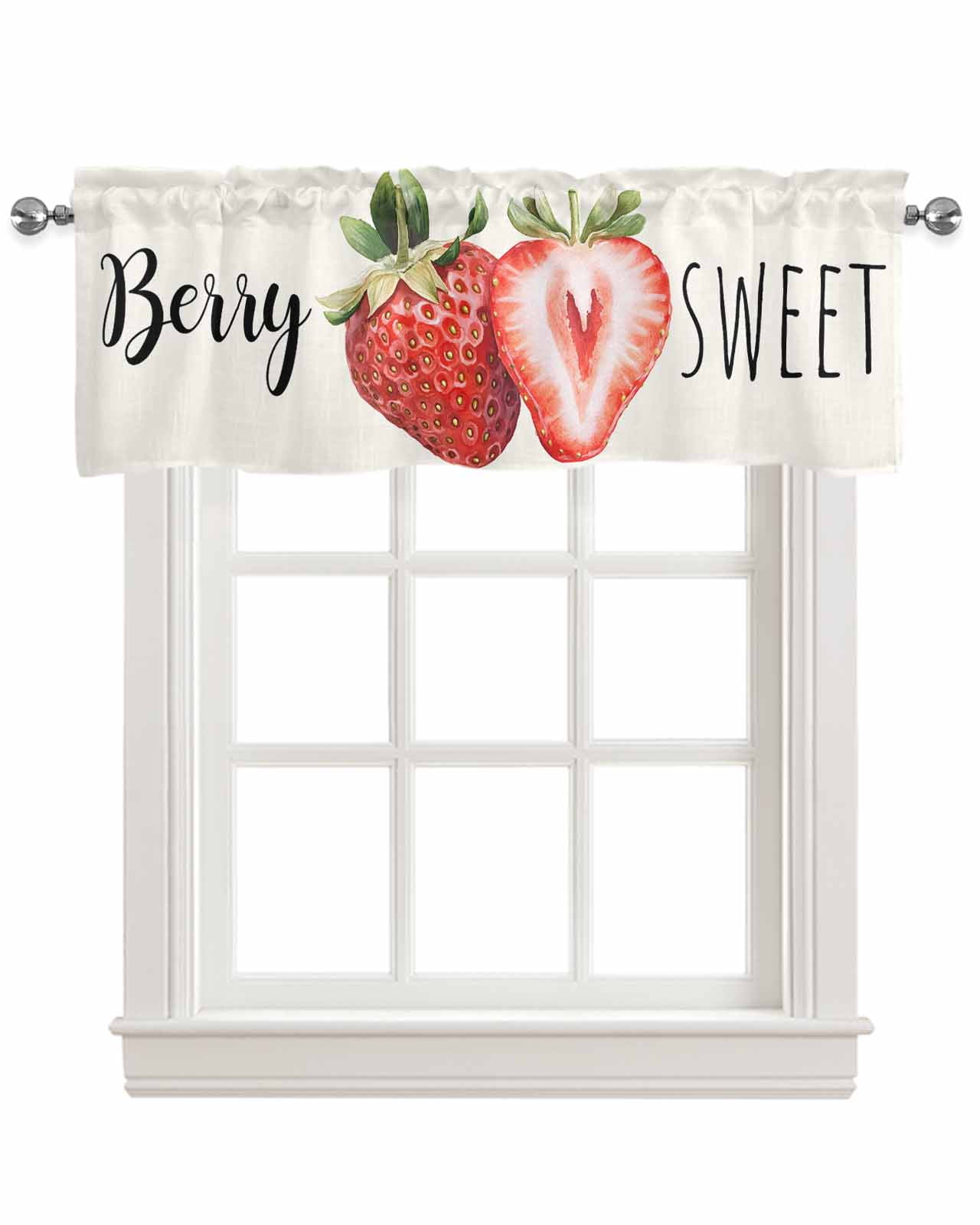 Strawberry Kitchen Valances for Windows Farmhouse Linen Window Valance ...