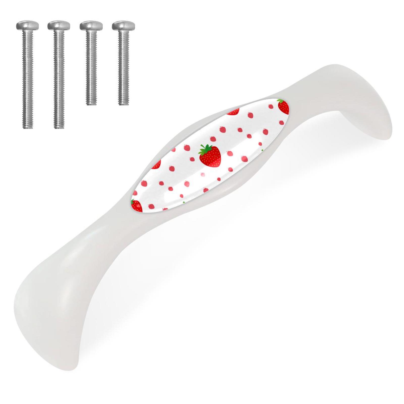 Strawberry Knob 4 Pack Arched Drawer Pulls Crystal Glass White Knobs ...