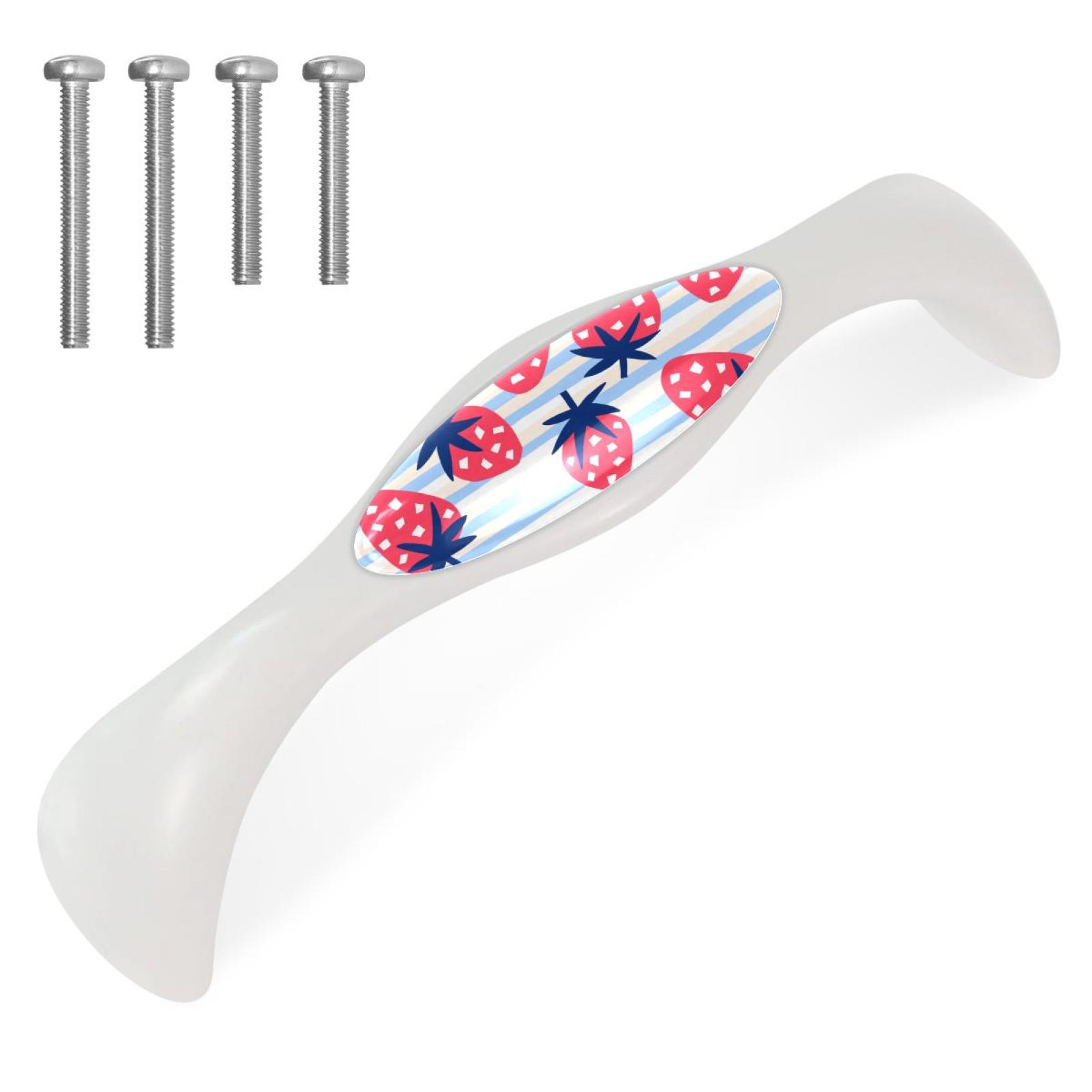 Strawberry Knob 4 Pack Arched Drawer Pulls Crystal Glass White Knobs ...