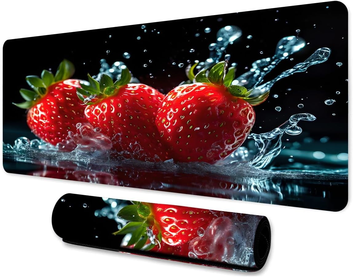 Strawberry Large Mouse Pad 31.5x11.8 Inches Cartoon Plants and Fruits ...