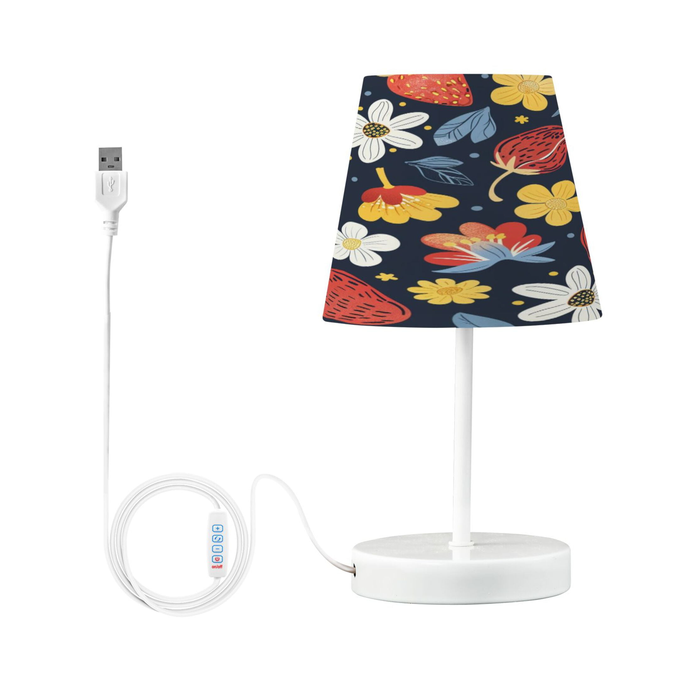 Strawberry Leaf Daisies Desk Lamp LED Table Nightstand Lamps with 3 ...