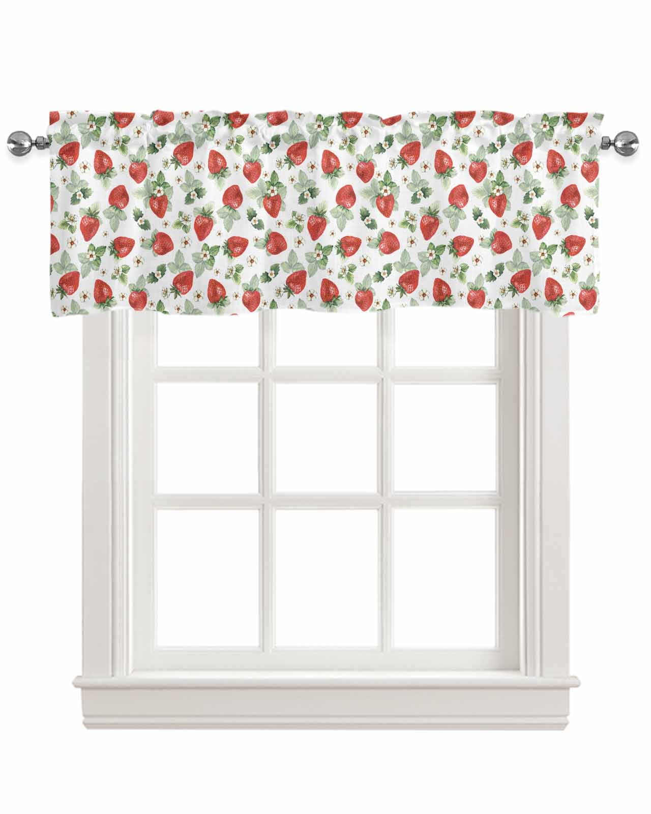Strawberry Linen Curtain Valance for Bedroom/Bathroom/Kitchen/Office ...