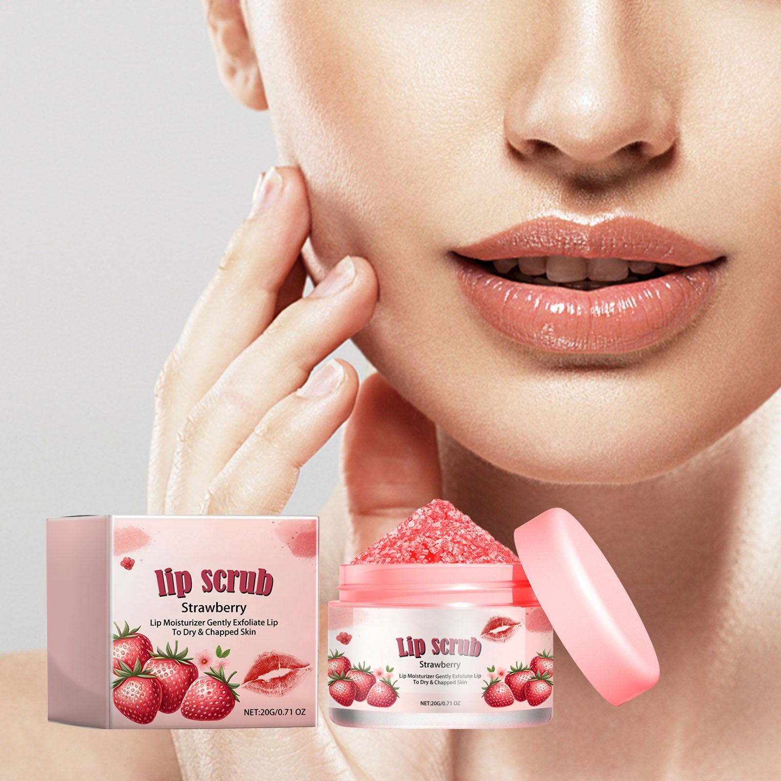 Strawberry Lip Scrub Lip Texture Dry Dead Skin Moisturizing Pouty Lips ...