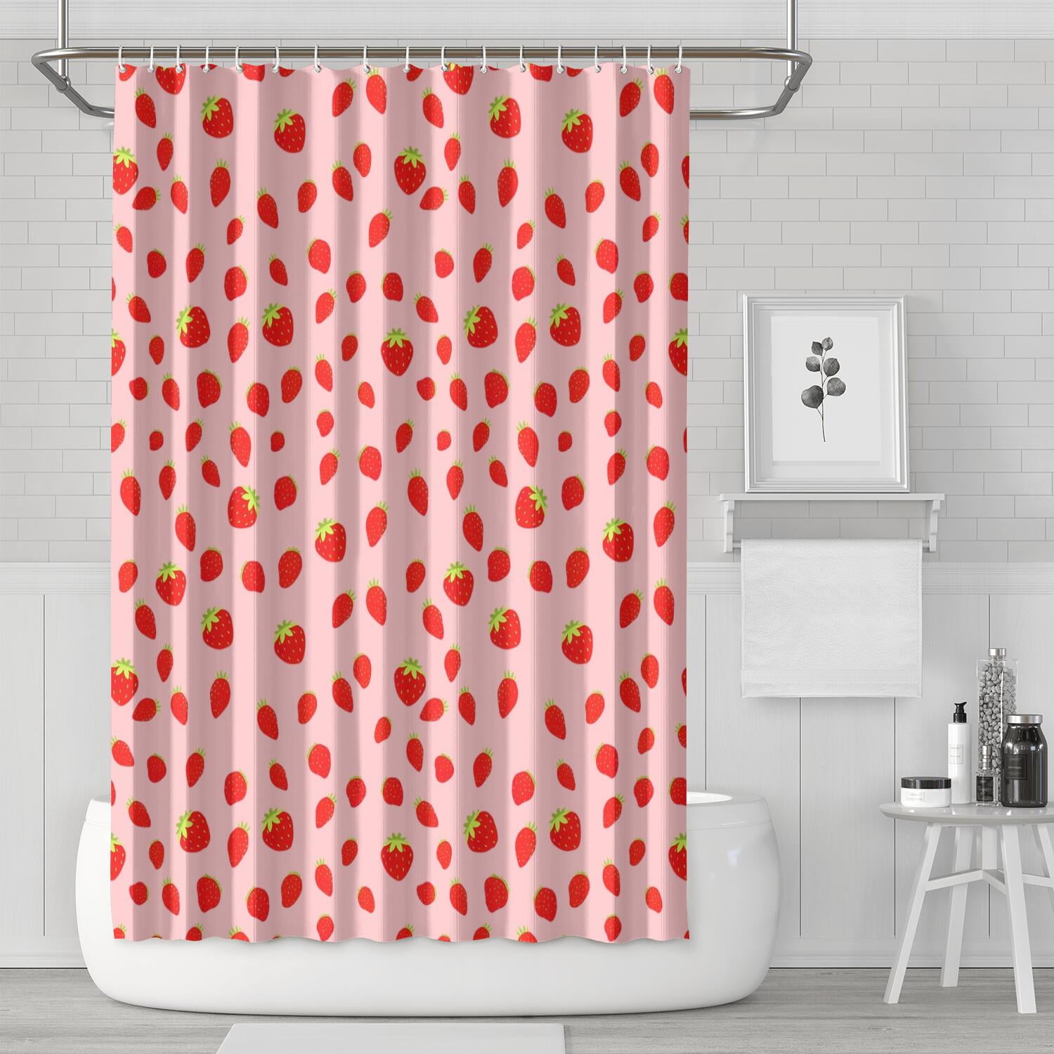Strawberry Lover Shower Curtain 72" x 72" I Love Strawberries Cute ...