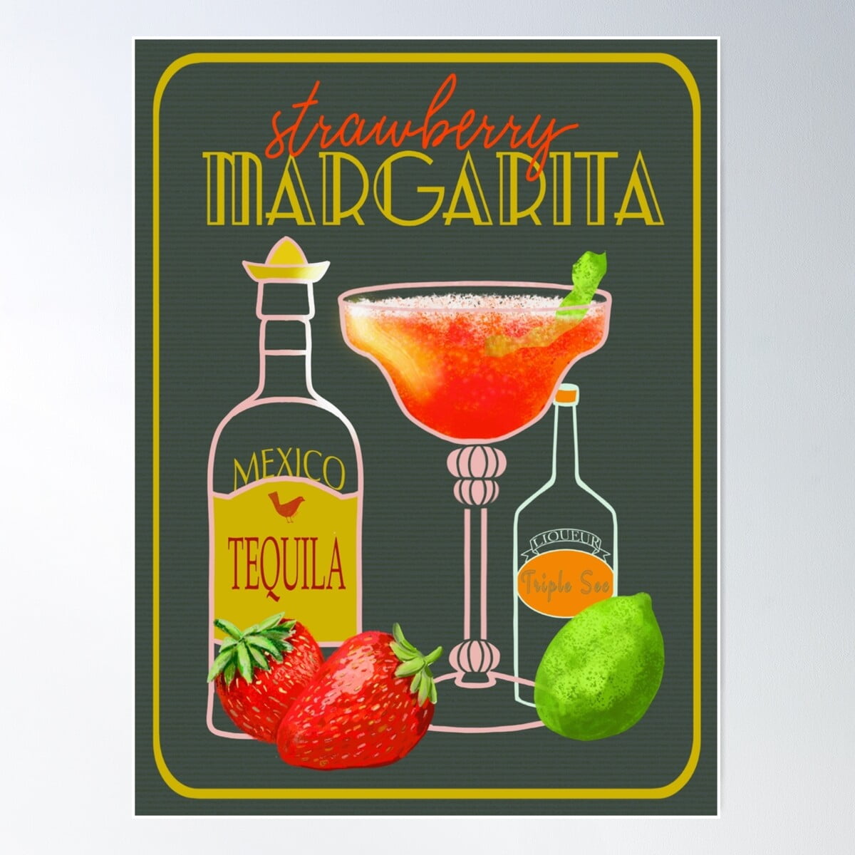 Strawberry Margarita Vintage Cocktail Time Club Alcohol Drinks Regency ...