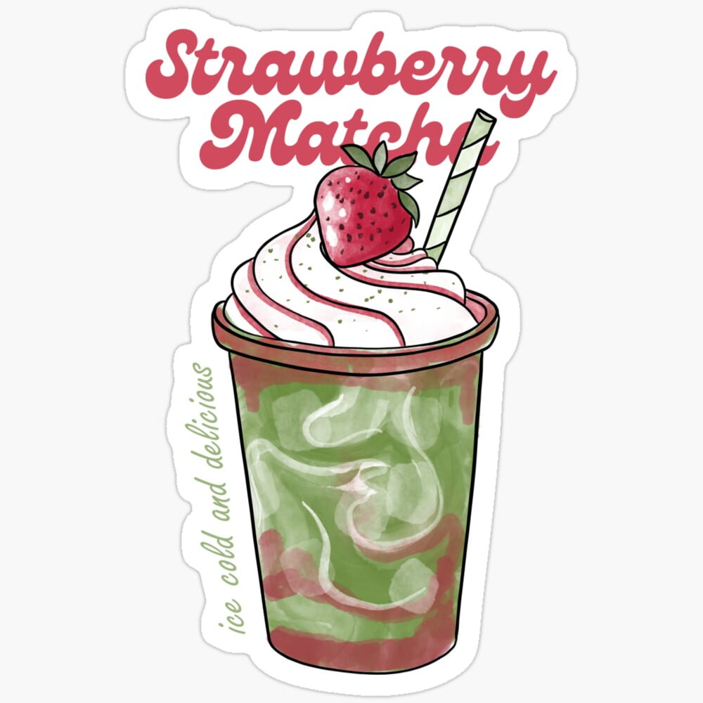 Strawberry Matcha Sticker Phone Decal Water Bottle Stickers Car Decals ...