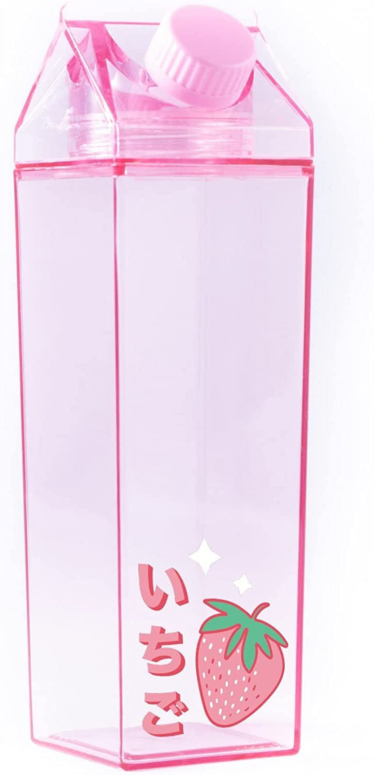 Strawberry Milk Cute Kawaii Japanese Milk Carton Water Bottle 500ml 16 ...