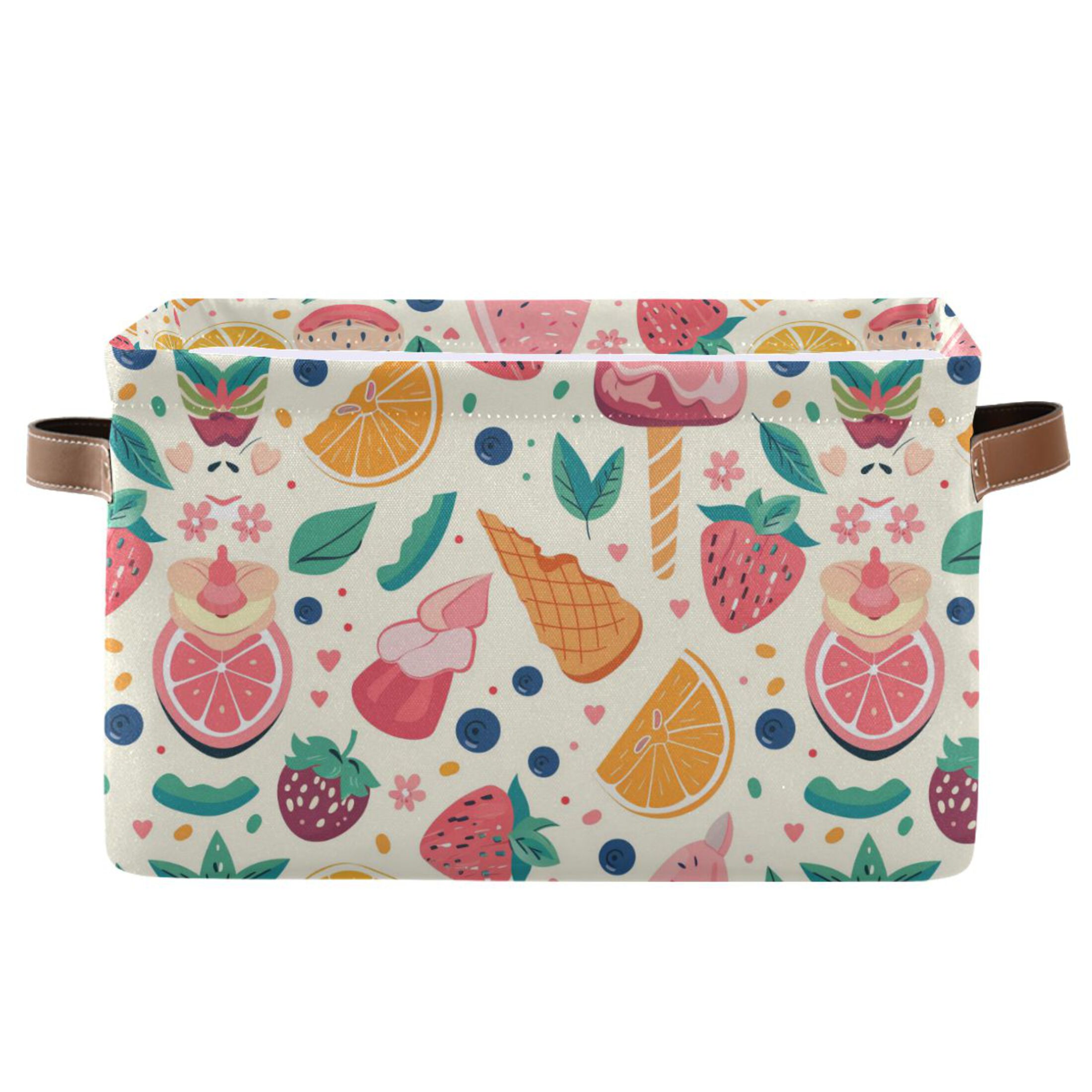Strawberry Orange Blueberry Leaf Storage Bins with Handle Fabric ...