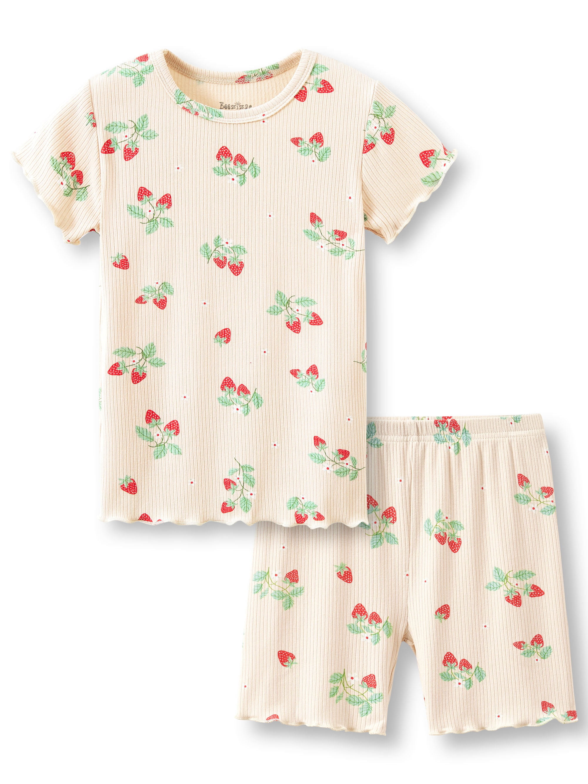 Strawberry Pajama Set for Baby / Toddler / Little Girls Footless 2 ...