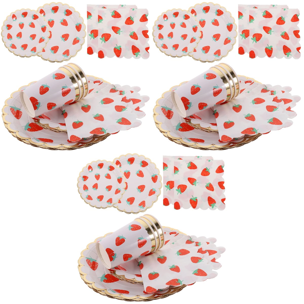Strawberry Paper Plates,3 Sets of Strawberry Disposable Party ...