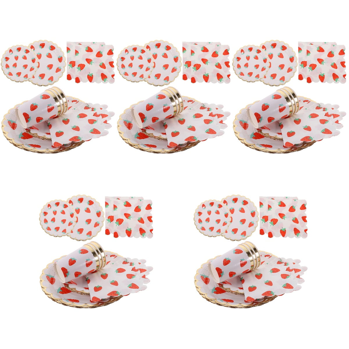 Strawberry Paper Plates,5 Sets of Strawberry Disposable Party ...