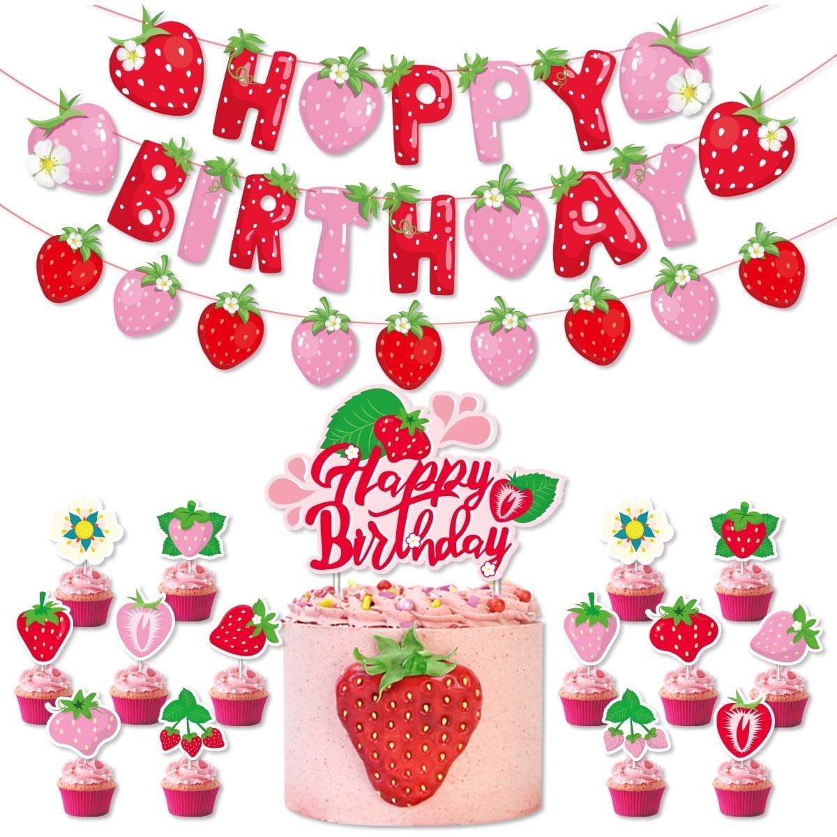 Strawberry Party Decorations Happy Birthday Strawberry Theme Party ...