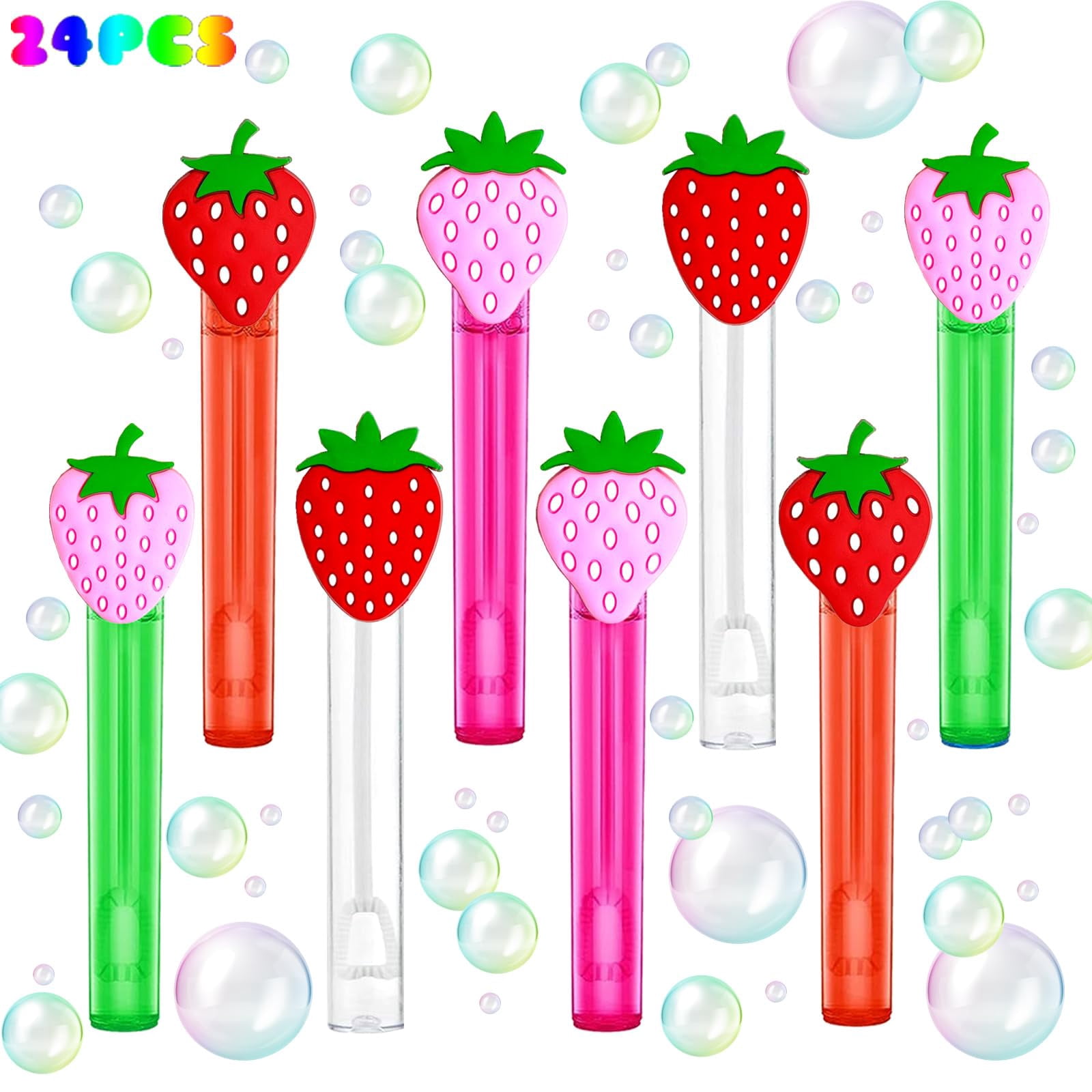 Strawberry Party Favors,24Pcs Strawberry Bubble Wands for Kids,Sweet ...