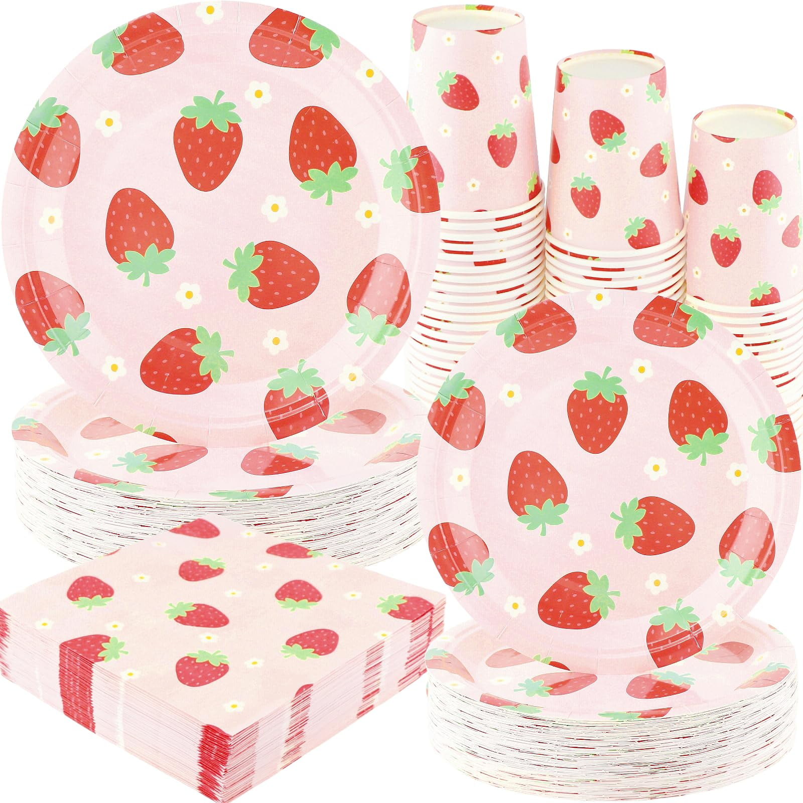 Strawberry Party Tableware Set - 200PCS AFN1Birthday Supplies ...