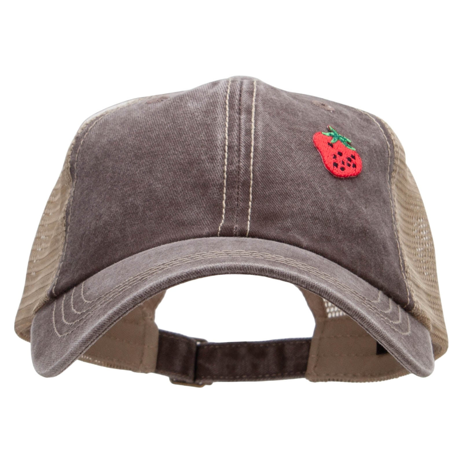Strawberry Patched Pigment Dyed Mesh Cap - Brown Khaki OSFM - Walmart.com