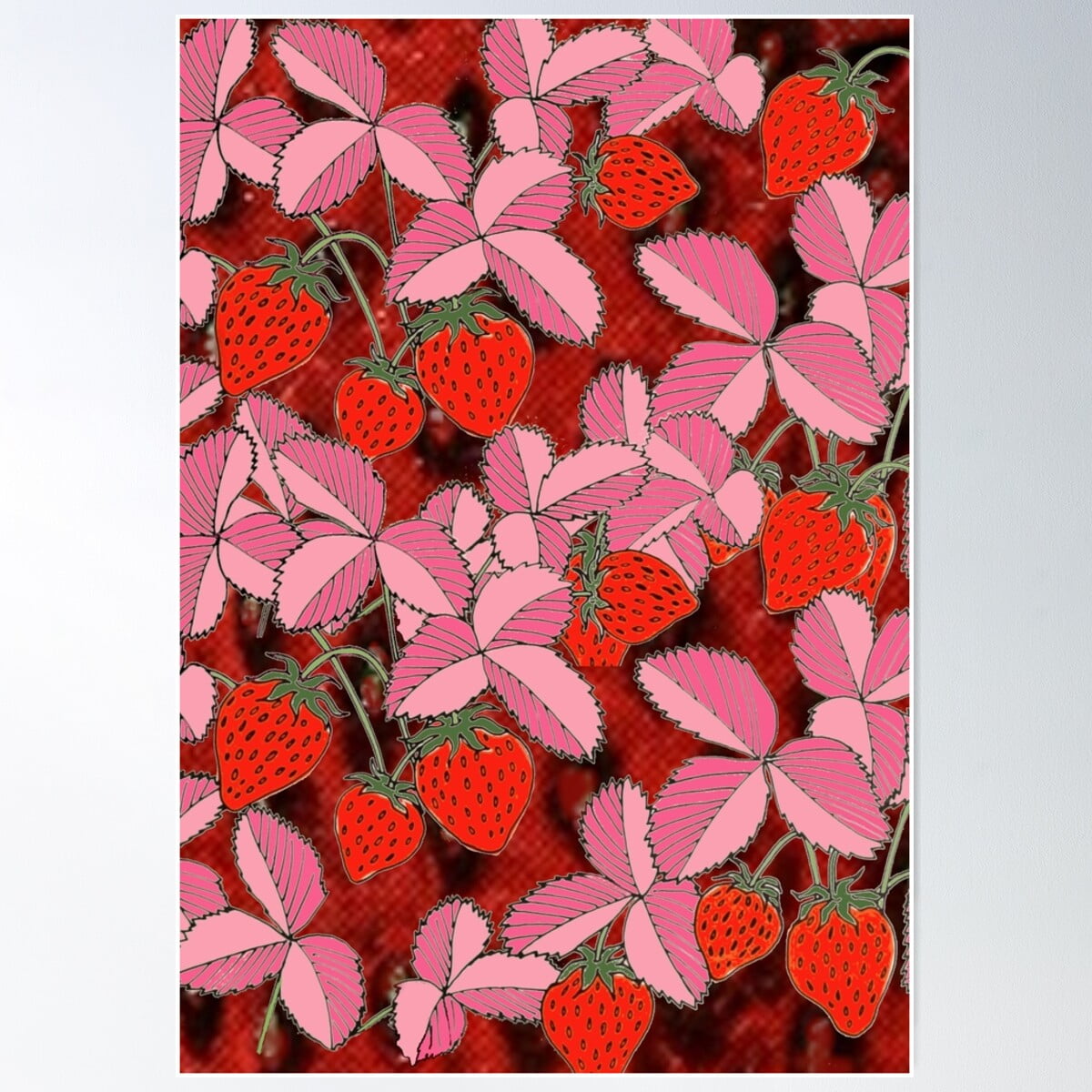 Strawberry Pattern And A Pun Poster Wall Art, Modern Wall Decor For ...