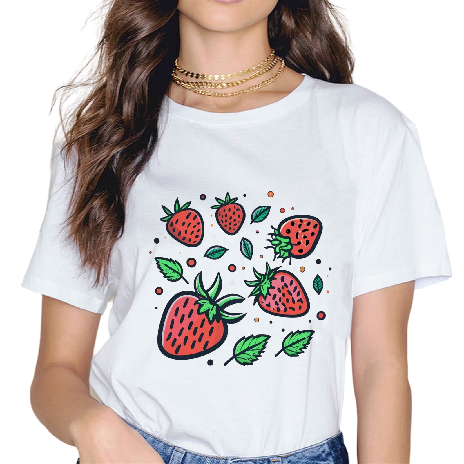 Strawberry Pattern Fruit Lover Fruitarian Berry Strawberries T-Shirt ...