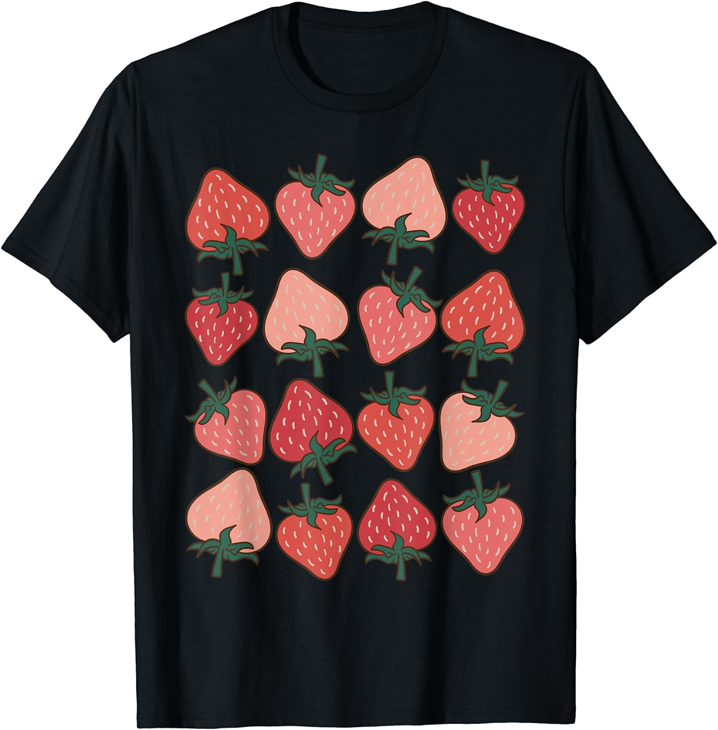 Strawberry Pattern Fruitarian Berry Strawberries Fruit Lover T-Shirt Black Medium - Walmart.com
