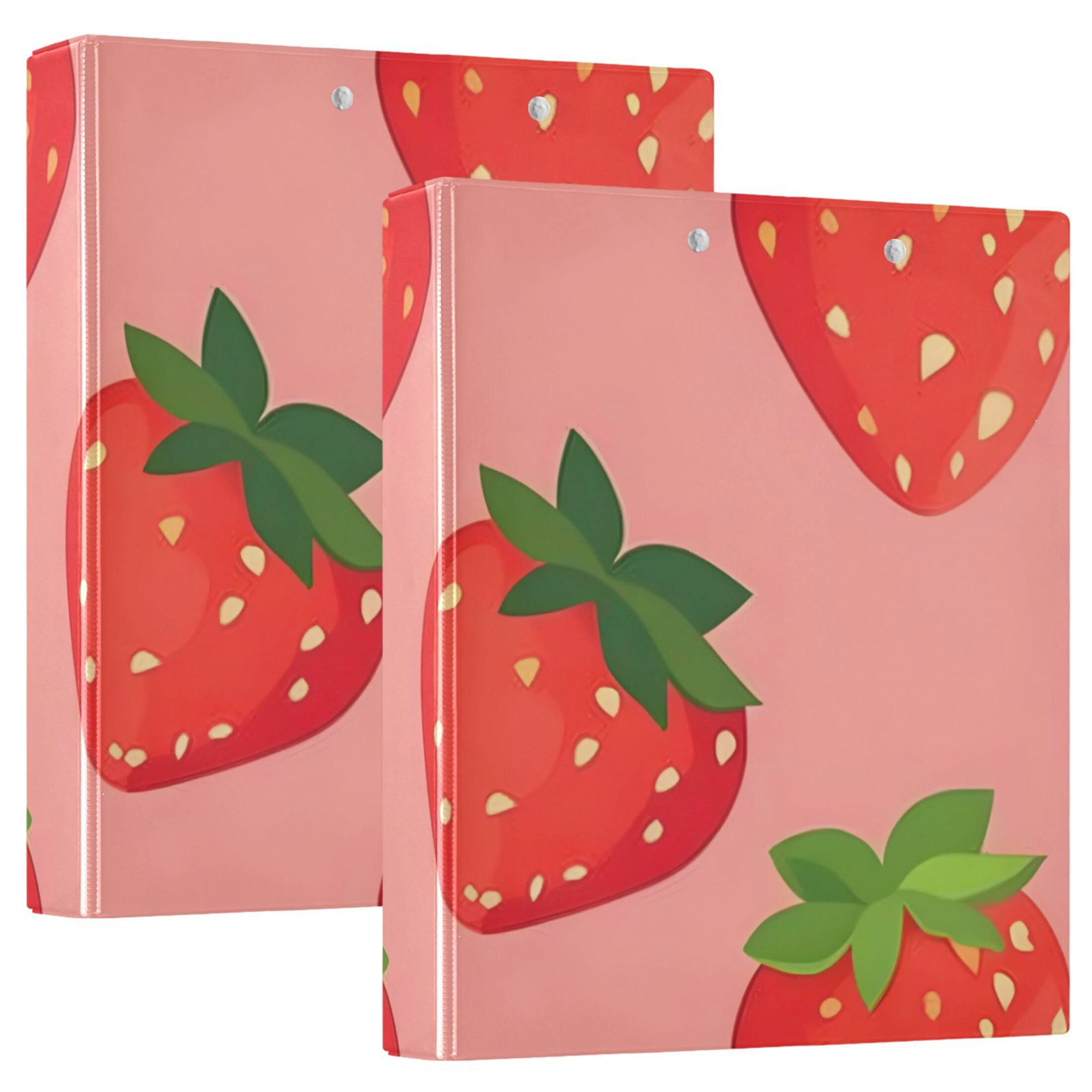 Strawberry Pattern Hardcover 3 Ring Binder 1.5 inch Round Rings with ...