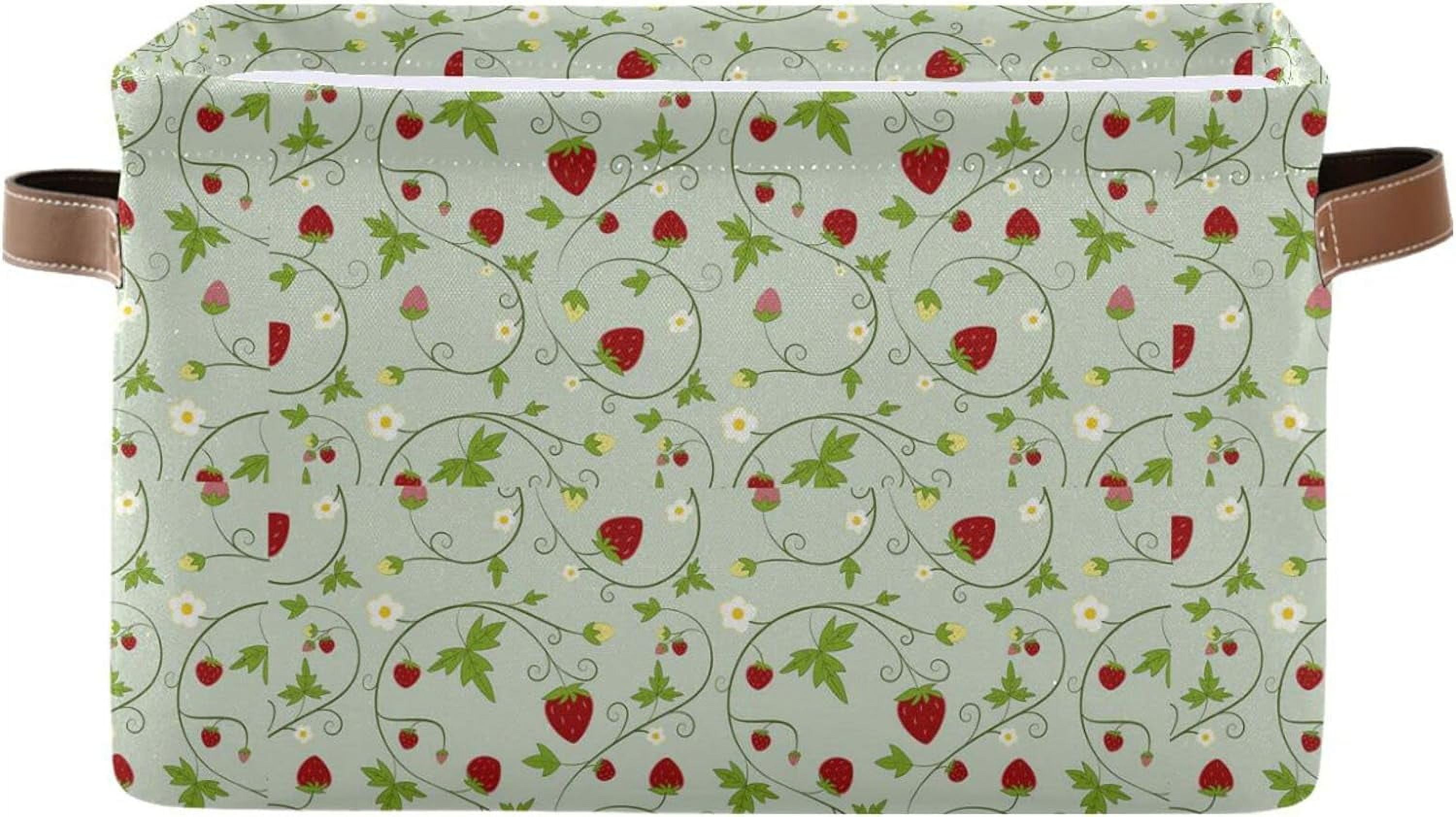 Strawberry Pattern Storage Baskets Rectangle Foldable Canvas Fabric ...