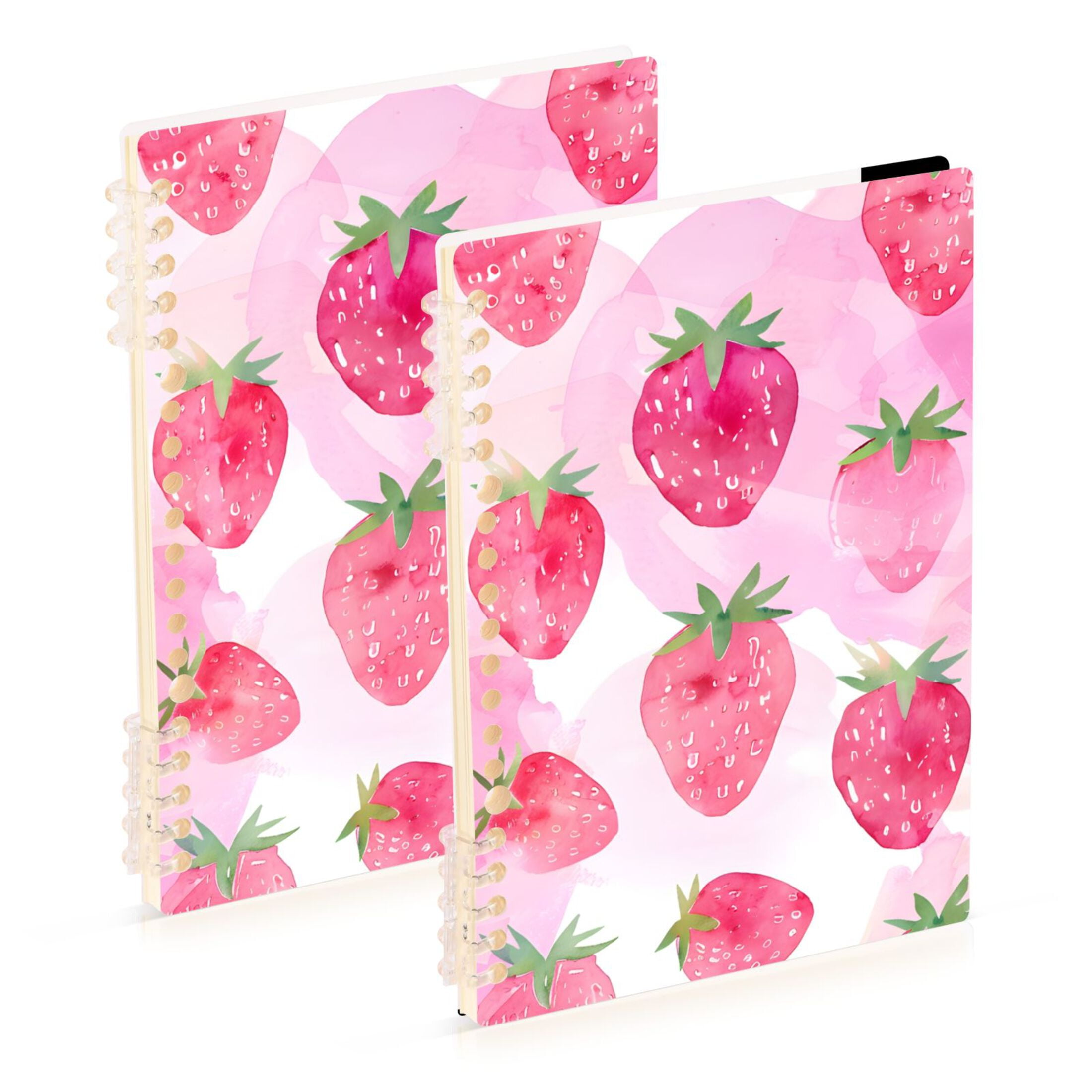 Strawberry Pink Ring Binder Notebook Journey Note Diary College Ruled ...