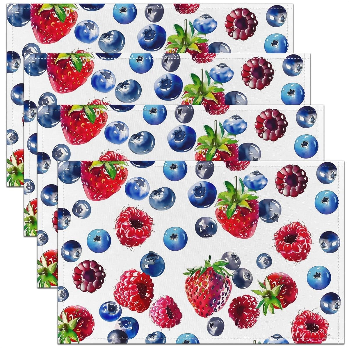 Strawberry Placemats Set of 4 Kawaii Blueberry Table Mats for Party ...