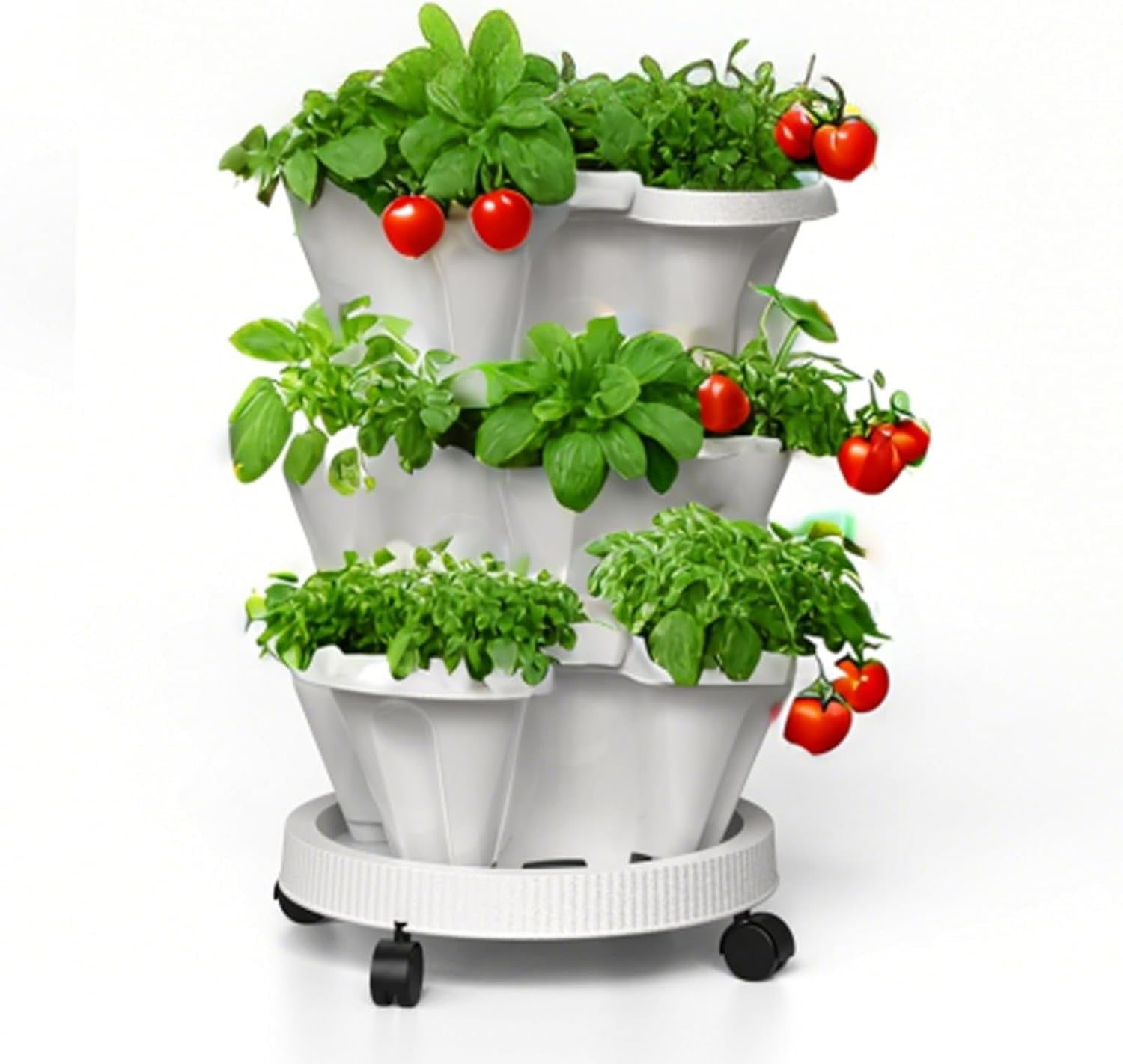 Strawberry Planters, 3 Tiered Vertical Stackable Planter, Herb Stacking ...