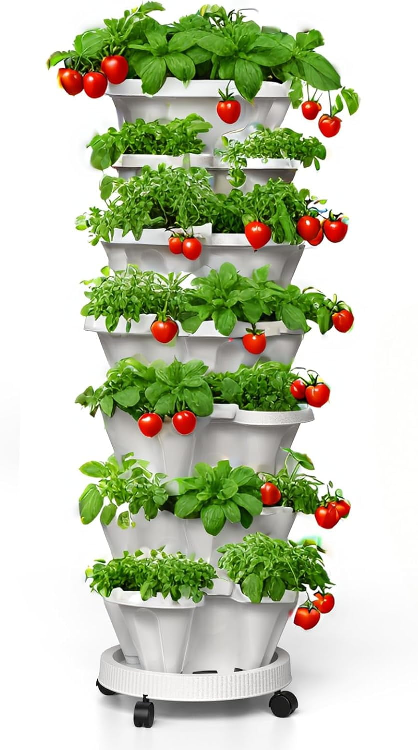 Strawberry Planters, 7 Tiered Vertical Stackable Planter, Herb Stacking ...