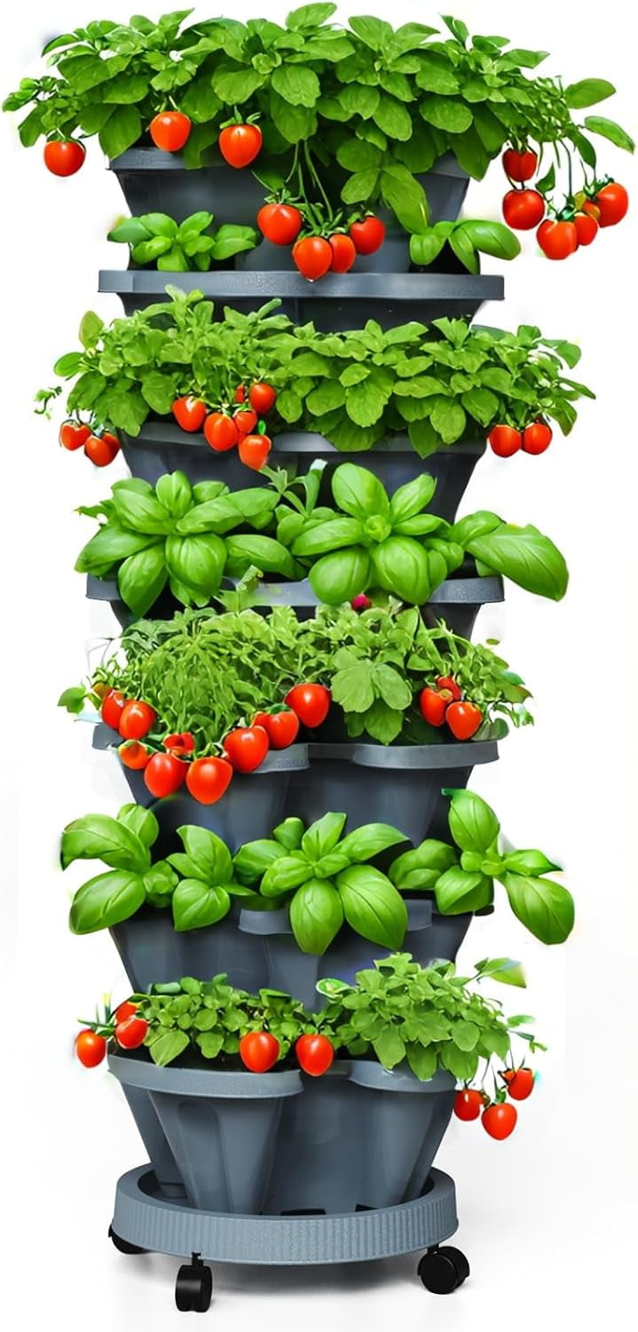 Strawberry Planters, 7 Tiered Vertical Stackable Planter, Herb Stacking ...