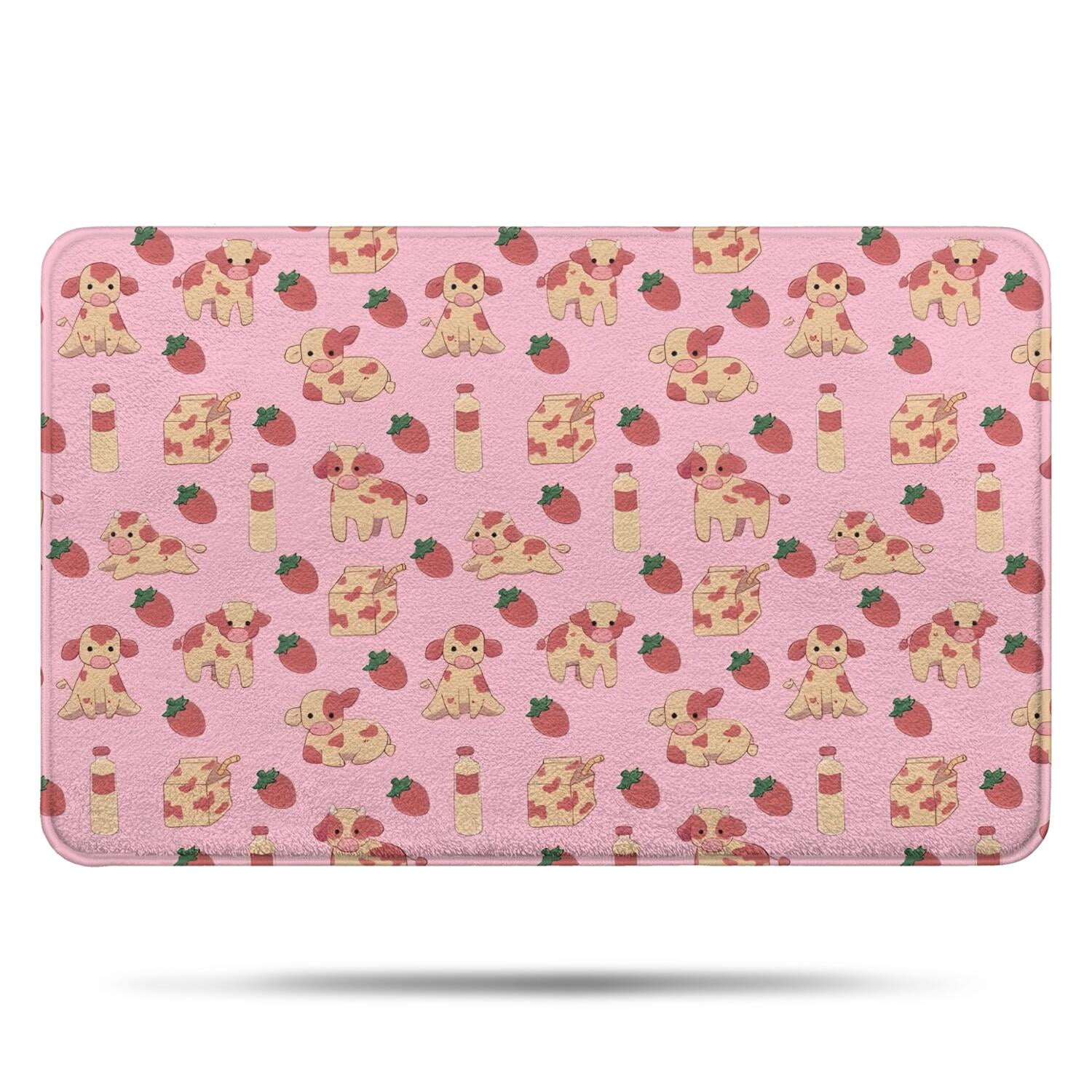 Strawberry Plants Fruit Cow Milk Bathroom Rugs Mat,Non Slip Microfiber ...