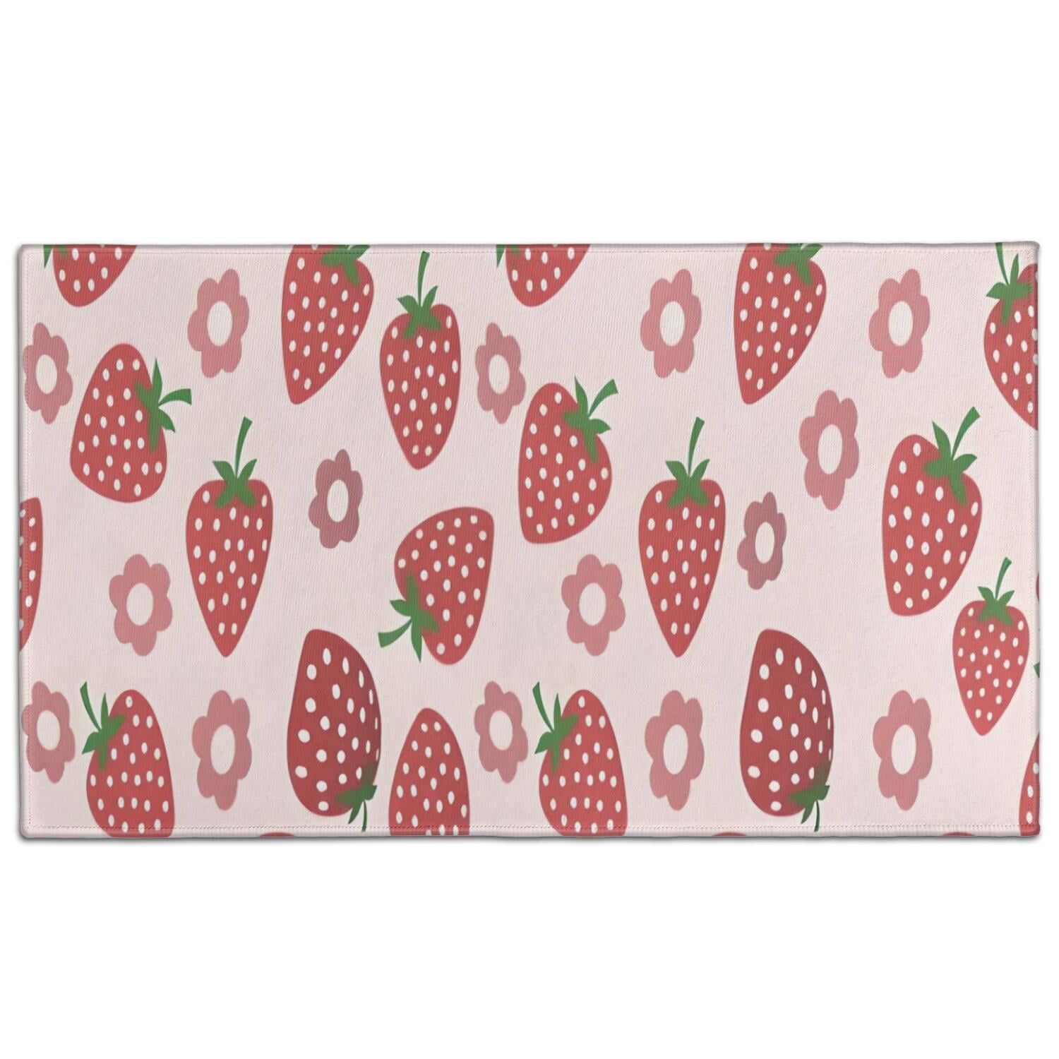 Strawberry Plants Fruit Flower Door Rugs,Washable Non Slip Door Mats ...