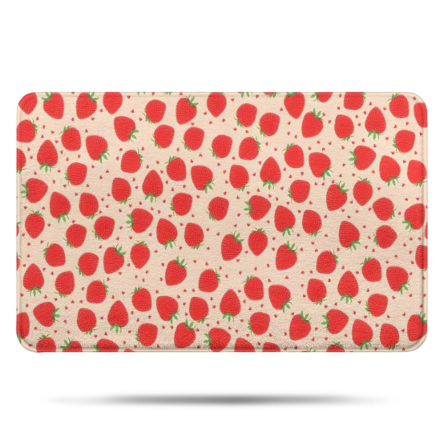 Strawberry Plants Fruit Heart Bathroom Rugs Mat,Non Slip Microfiber ...
