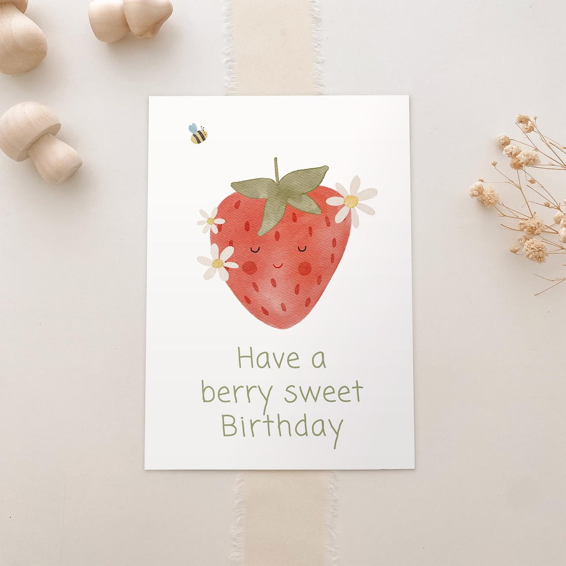 Strawberry Postcard "Berry Sweet Birthday" Children'S Postcard Gift ...
